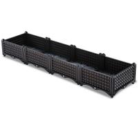China PP Plastic Raised Garden Planter 120x40x22cm Drainable Vegetable Bed Brown for sale