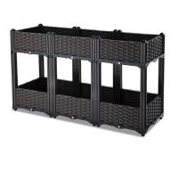 China Rattan Design 120cm Large Plastic Vegetable Planter Box Foldable Durable PP Garden Bed for sale