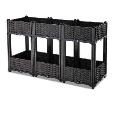 China Rattan Design 120cm Large Plastic Vegetable Planter Box Foldable Durable PP Garden Bed for sale