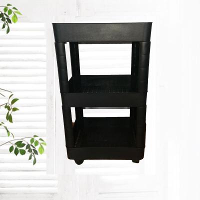 China Multifunctional Plastic Portable Storage Trolley with 4 Wheels Adjustable Kitchen Shelf for sale