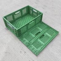 China Customized Supermarkets Plastic Folding Basket Vegetable Food Transportation for sale