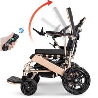 China 601L Remote Folding Lightweight Wheelchair with LCD Voice Joystick 24V 12Ah Li-ion Battery for sale