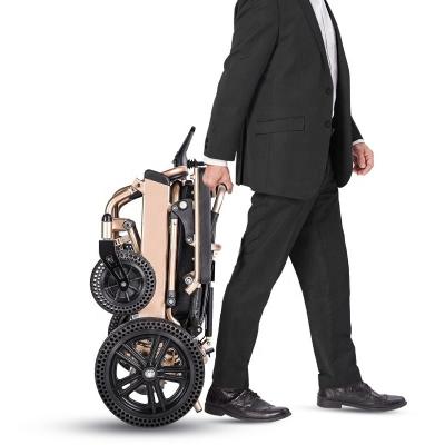 China KSM-601L Lightweight Reclining Folding Power Wheelchair 24V 250W Electric Wheelchair with LCD Voice Joystick and Solid Wheel for sale