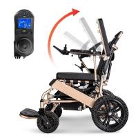 China KSM-601L Lightweight Reclining Folding Power Wheelchair 24V 250W Electric Wheelchair with LCD Voice Joystick and Solid Wheel for sale