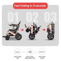 China KSM-601L Reclining Remote Electric Wheelchair 24V 12Ah Li-ion Folding Solid Wheel Mobility Scooter for sale