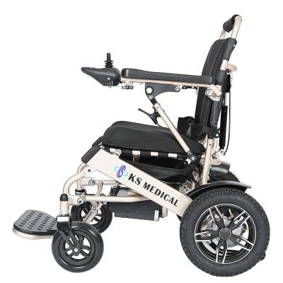 China KSM-601 Reclining Electric Wheelchair 130kg Capacity 15km Range Anti-Decubitus Cushion Folding Lightweight for sale