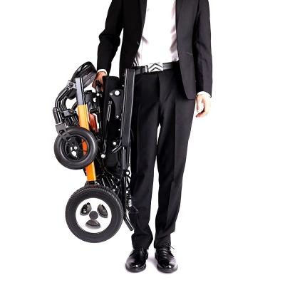 China Electric Lightweight Folding Wheelchair 24V 12Ah Li-ion Battery Remote Control Aluminum Alloy 130kg Capacity for sale