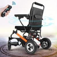China Electric Lightweight Folding Wheelchair 24V 12Ah Li-ion Battery Remote Control Aluminum Alloy 130kg Capacity for sale