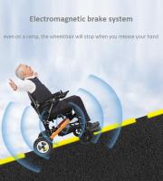 China Electric Lightweight Folding Wheelchair 24V 12Ah Li-ion Battery Remote Control Aluminum Alloy 130kg Capacity for sale