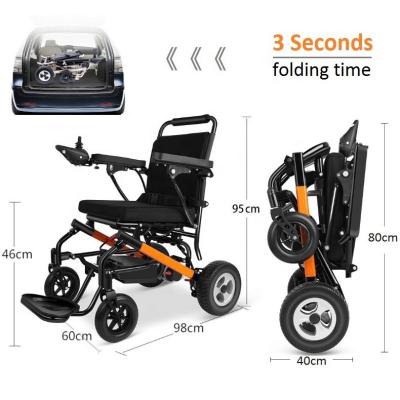 China KSM-602 Portable Lightweight Foldable Electric Wheelchair 24V 12Ah Li-ion Remote Control Auto Open Fold for sale