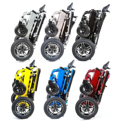 China KSM-601P Aluminum Alloy Folding Electric Wheelchair 520mm Seat 24V Li-ion Battery Remote Control for sale