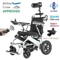 China KSM-601P Reclining Widen Seat 52cm Portable Electric Wheelchair Lightweight Aluminum Alloy 130kg Capacity for sale