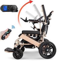 China Foldable Motorized Wheelchair KSM-601L 24V Lithium Battery Remote Control Reclining Electric Wheelchair 130kg Capacity for sale