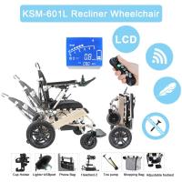 China Foldable Motorized Wheelchair KSM-601L 24V Lithium Battery Remote Control Reclining Electric Wheelchair 130kg Capacity for sale