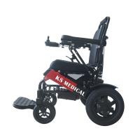 China KSM-601S Brushless Motor Foldable Electric Wheelchair 500W 6AH Battery Reclining Travel Remote Control for sale