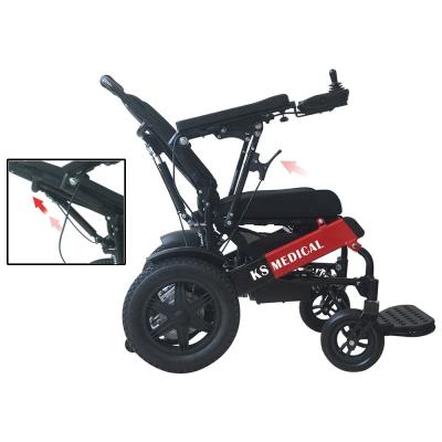 China KSM-601S Brushless Motorized Wheelchair 500W 6AH Li-Ion Airline Approved Reclining Folding Electric Wheelchair for Elderly for sale