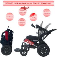 China KSM-601S Brushless Motorized Wheelchair 500W 6AH Li-Ion Airline Approved Reclining Folding Electric Wheelchair for Elderly for sale
