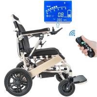 China KSM-601L Folding Electric Wheelchair 130kg Capacity 6km/h Speed Reclining with LCD Voice Joystick for sale