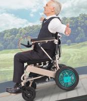 China KSM-601L Lightweight Foldable Power Wheelchair 24V Li-ion Battery 130kg Capacity Auto Manual Reclining Backrest for sale