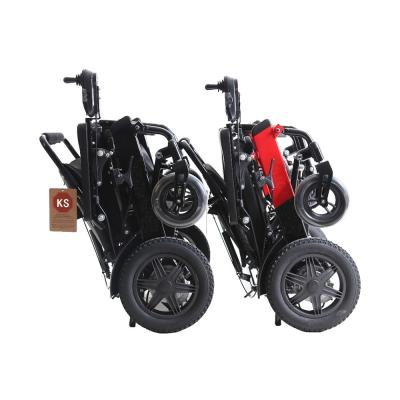 China KSM-601S Brushless Motorized Wheelchair 500W 6AH Li-Ion Airline Approved Reclining Folding Electric Wheelchair for Elderly for sale