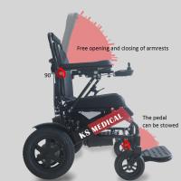 China KSM-601S Brushless Motorized Wheelchair 500W 6AH Li-Ion Airline Approved Reclining Folding Electric Wheelchair for Elderly for sale