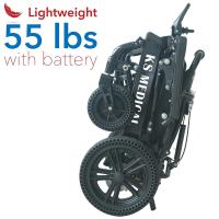 China KSM-601L Aluminum Alloy Lightweight Foldable Electric Wheelchair 24V 12Ah Li-ion Reclining for sale