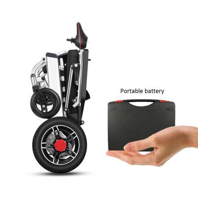 China KSM-601 Lightweight Folding Electric Wheelchair 450mm Seat 24V 12Ah Li-ion Battery for Disabled for sale