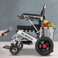 China Foldable Electric Wheelchair with Lithium Battery 24V 12Ah Remote Control Lightweight Aluminum Alloy 130kg Capacity for sale