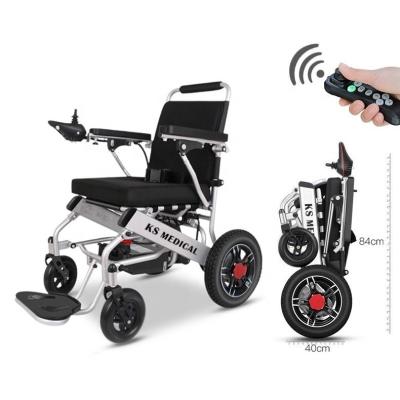 China KSM-601 Ultra Lightweight Foldable Electric Wheelchair 26kg 15km Range Aluminum Alloy for sale