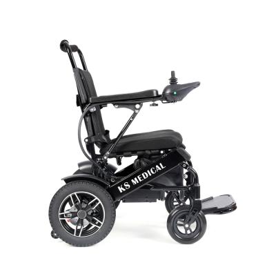 China KSM-601 Electric Folding Wheelchair with Shopping Bag 24V 12Ah Lithium Battery Remote Control Lightweight 130kg Capacity for sale