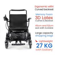 China KSM-601 Electric Folding Wheelchair with Shopping Bag 24V 12Ah Lithium Battery Remote Control Lightweight 130kg Capacity for sale