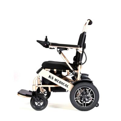 China KSM-601 Folding Electric Wheelchair 24V 12Ah Lithium Battery Lightweight Portable Motorized Travel Chair with Remote Control for sale