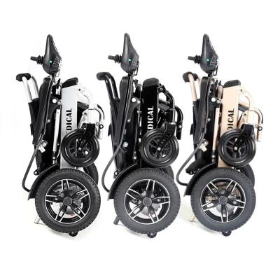 China KSM-601 Folding Electric Wheelchair Lightweight Aluminum 24V Lithium Battery 130kg Capacity for sale