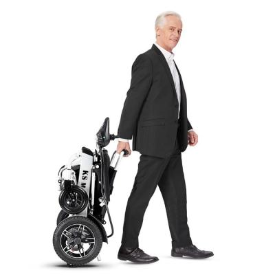 China KSM-601 Motorized Foldable Wheelchair 24V 250W Ultra Lightweight Aluminum Alloy Portable Electric Wheelchair for sale