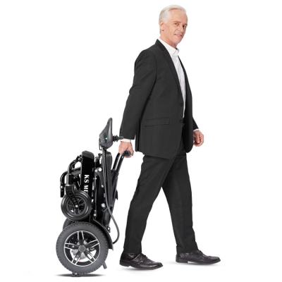 China Foldable Lightweight Electric Wheelchair 24V Lithium Battery Remote Control 15km Range Aluminum Alloy for sale