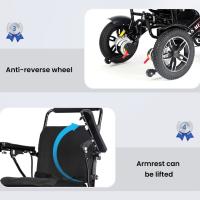 China Foldable Lightweight Electric Wheelchair 24V Lithium Battery Remote Control 15km Range Aluminum Alloy for sale