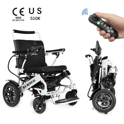 China KSM-601 Foldable Motorized Wheelchair 24V 12Ah Lithium Battery Lightweight Portable Travel Wheelchair with Remote Control for sale