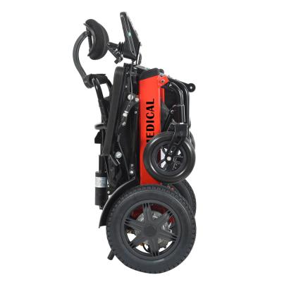 China Lightweight Electric Foldable Wheelchair 25kg Aluminum Alloy 20km Range Power Mobility Travel Safe for sale