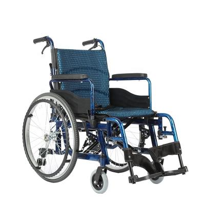 China KSM-201 Lightweight Aluminum Alloy Folding Manual Wheelchair 130kg Capacity 22 inch Rear Wheel for sale