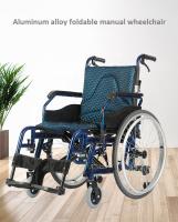 China KSM-201 Lightweight Aluminum Alloy Folding Manual Wheelchair 130kg Capacity 22 inch Rear Wheel for sale