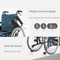 China KSM-201 Lightweight Aluminum Alloy Folding Manual Wheelchair 130kg Capacity 22 inch Rear Wheel for sale