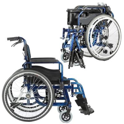 China KSM-201 Lightweight Aluminum Folding Wheelchair 130kg Capacity 22 inch Rear Wheel for Disabled Patients for sale