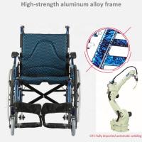 China KSM-201 Lightweight Aluminum Folding Wheelchair 130kg Capacity 22 inch Rear Wheel for Disabled Patients for sale