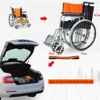 China KSM-202 Foldable Manual Wheelchair 130kg Capacity Steel Frame 22 Inch Wheel for sale