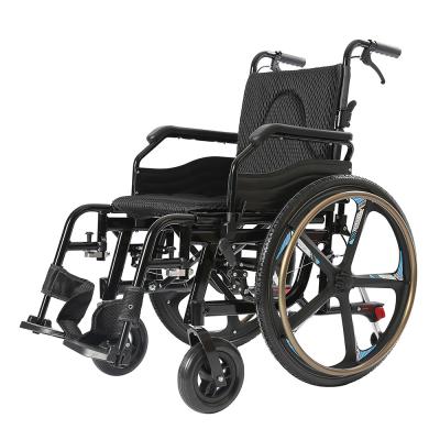 China KSM-201Plus Aluminum Folding Manual Wheelchair 120kg Capacity 24 Inch Rear Wheel Portable Lightweight Transport for sale