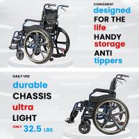 China KSM-201Plus Lightweight Folding Wheelchair Aluminum Alloy 120kg Capacity 24 Inch Wheel for sale