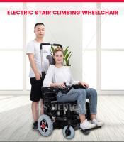 China Aluminum Alloy Folding Electric Stair Climbing Wheelchair 150kg Load 24V Lithium Battery for sale