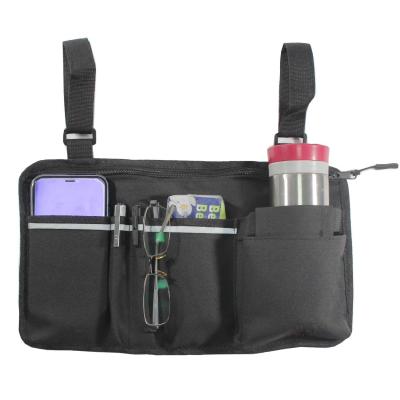 China Waterproof Wheelchair Armrest Storage Pouch 36x19cm Side Bag with Reflective Strips for Scooter Walker for sale
