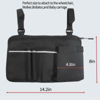 China Waterproof Wheelchair Armrest Storage Pouch 36x19cm Side Bag with Reflective Strips for Scooter Walker for sale
