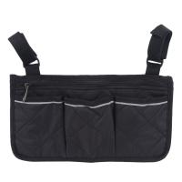 China Wheelchair Armrest Side Bag 32.5x18cm Polyester Storage Pouch with Cup Holder for Scooter Walker for sale
